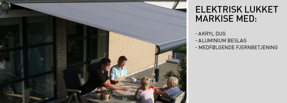 Markise elektrisk lukket - fra 3.999 kr. - Hurtig Levering - moreland.dk